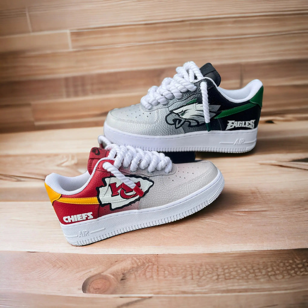 Custom Kansas City Chiefs and Philadelphia Eagles Nike Air Force One ...
