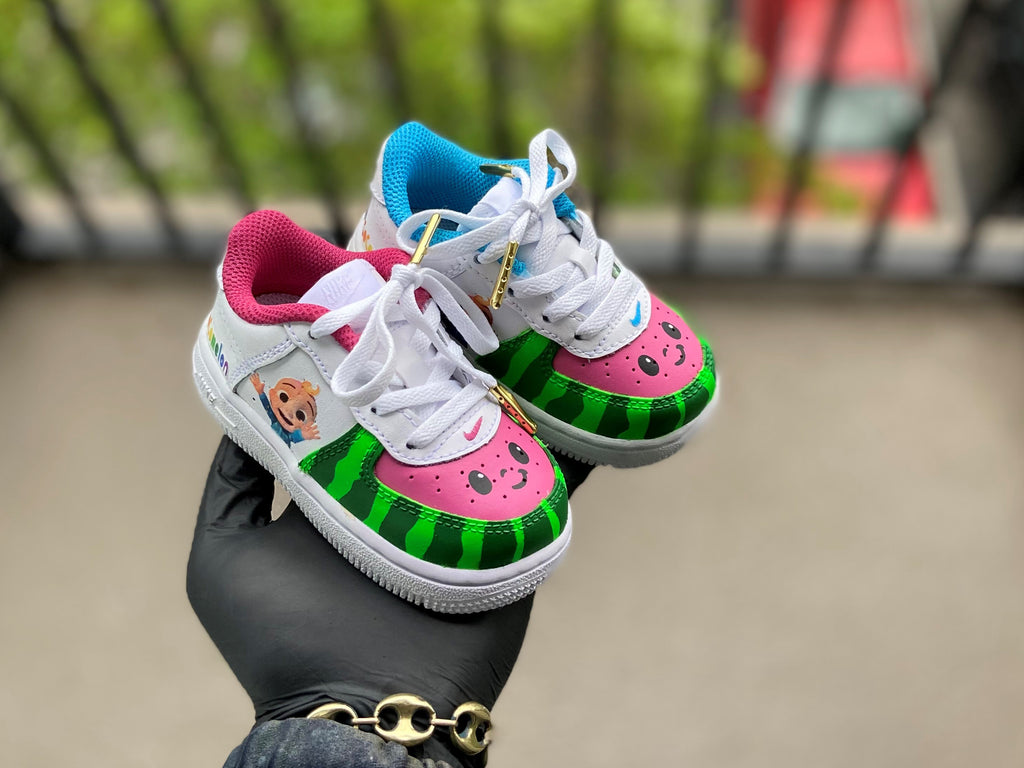 Custom Cocomelon Themed Af1s. – Kiauns Customs LLC